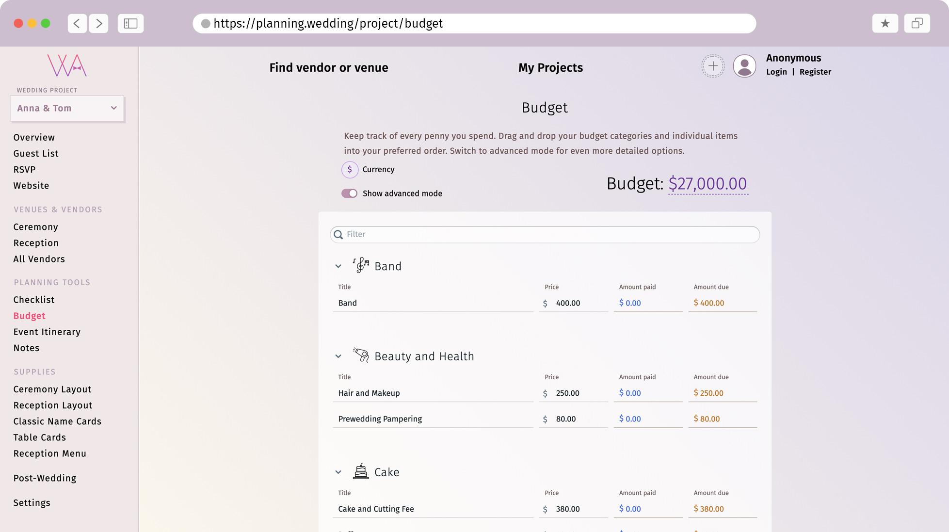 Wedding Budget Breakdown - Online Wedding Budget Calculator for Free