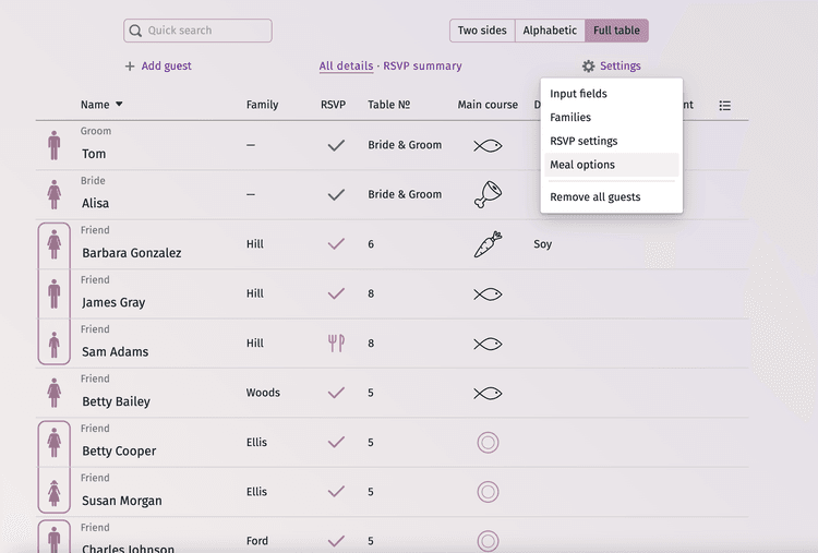 Plantilla gratuita de lista de invitados de boda: Organiza las ...