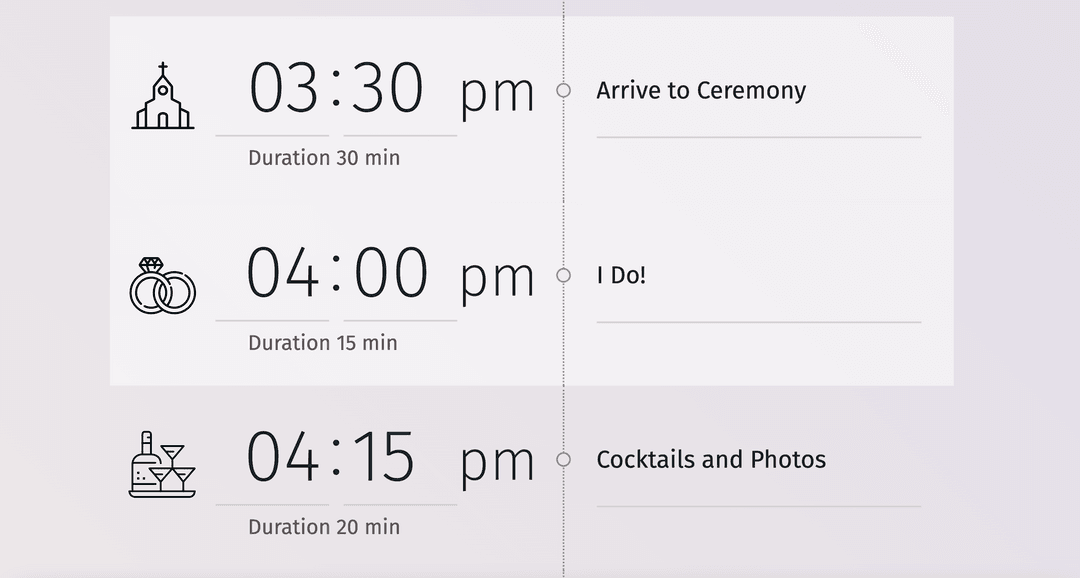 Wedding Reception Timeline Example: What, Where & When