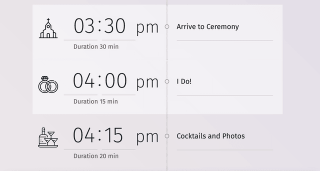Wedding Reception Timeline Example: What, Where & When