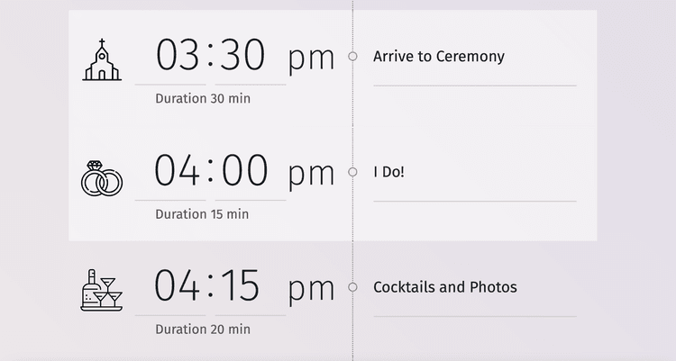 Wedding Reception Timeline Example: What, Where & When