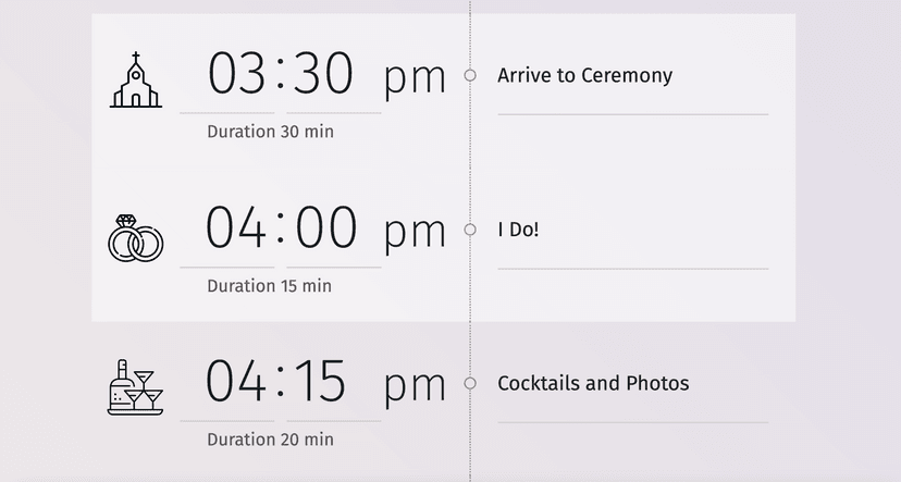 Wedding Reception Timeline Example: What, Where & When
