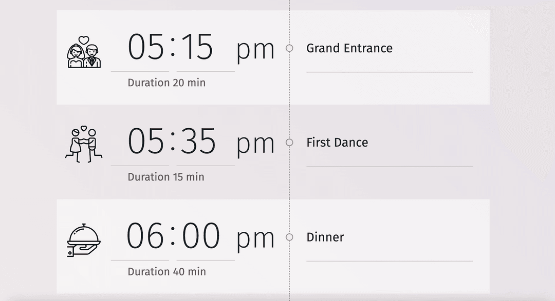 Wedding Reception Timeline Example: What, Where & When