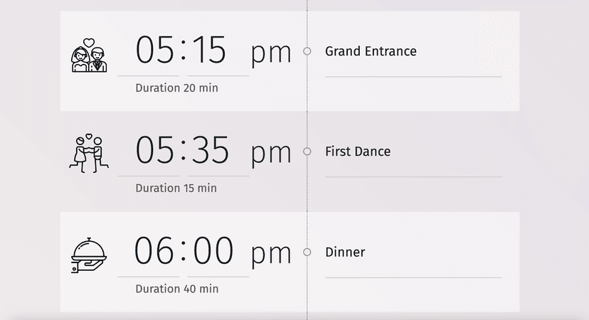 Wedding Reception Timeline Example: What, Where & When