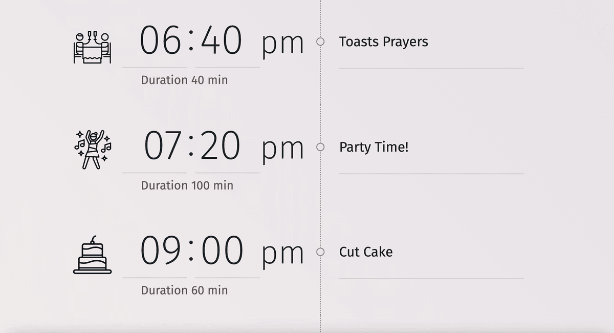 Wedding Reception Timeline Example: What, Where & When