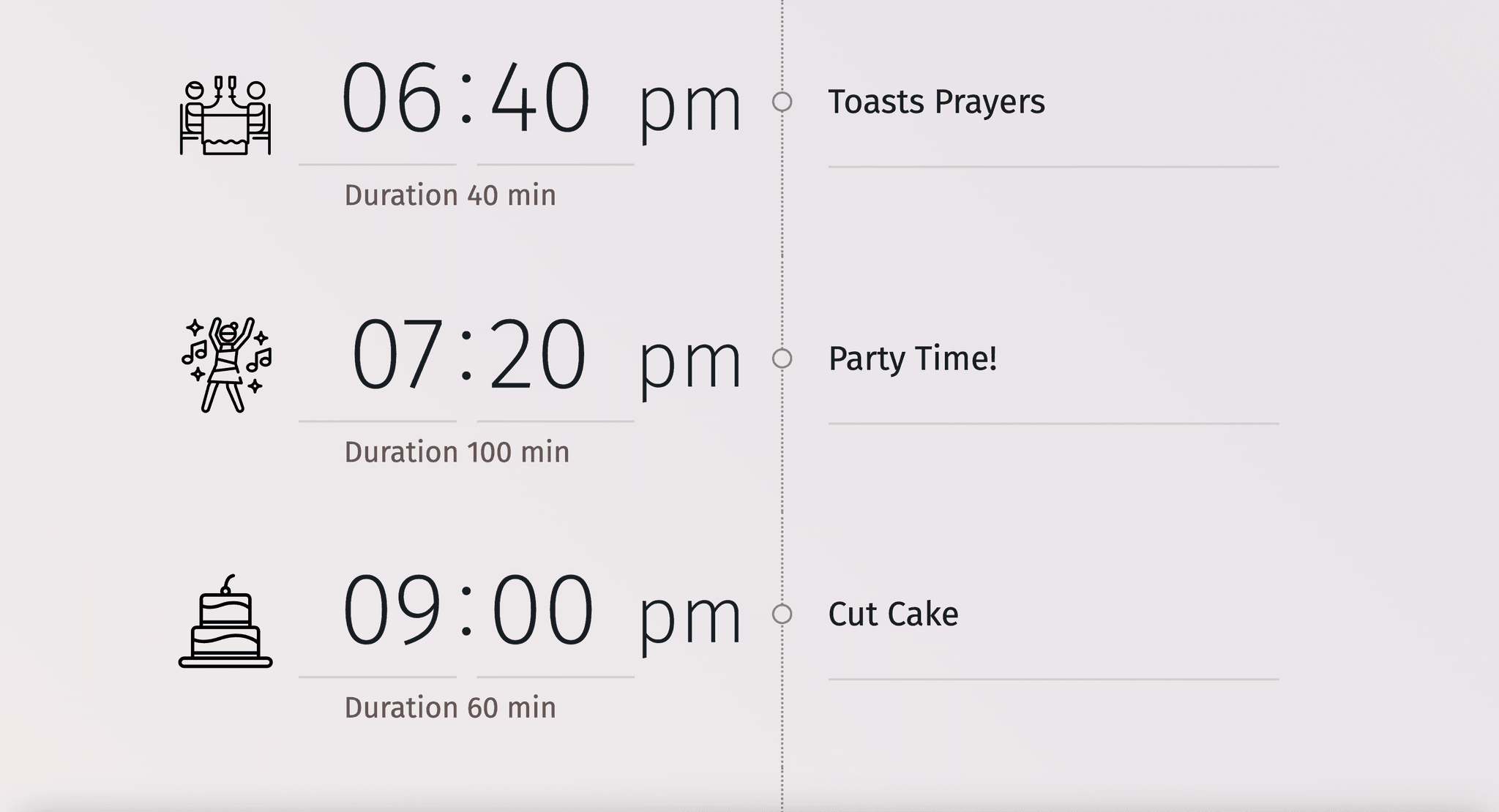 Wedding Reception Timeline Example: What, Where & When
