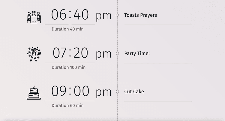 Wedding Reception Timeline Example: What, Where & When