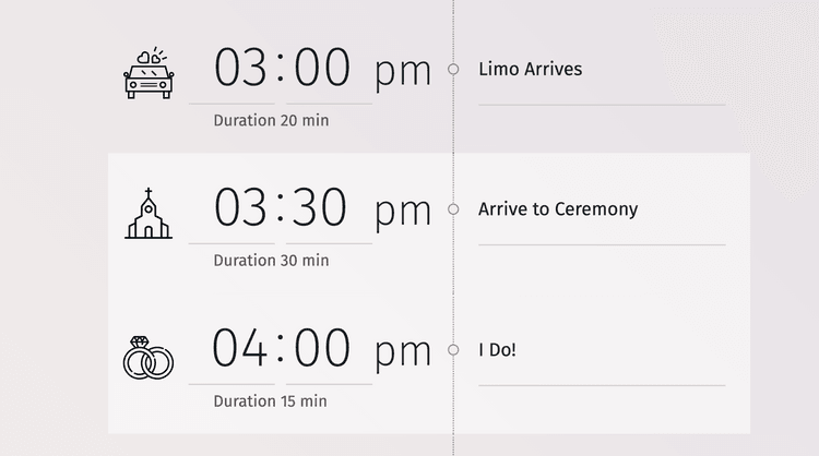 Wedding Day Timeline for a 1pm Ceremony